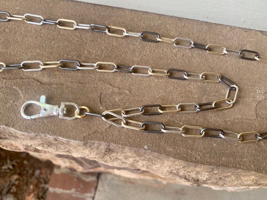 Tri Colored Paperclip Chain Lanyard for ID Badge Silver Gold Gunmetal ...