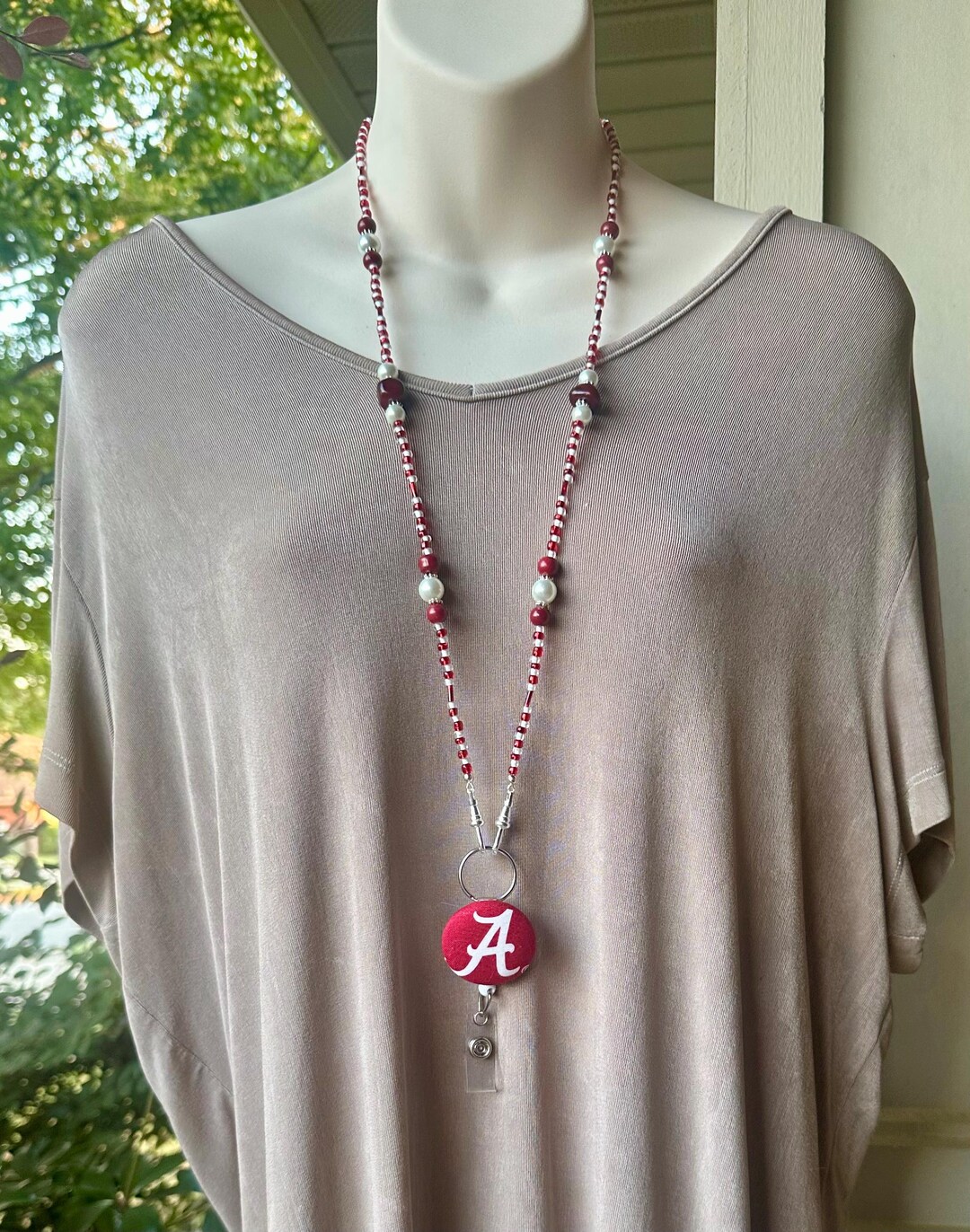 Alabama Beaded Lanyard Crimson Tide ID Badge Holder - Etsy