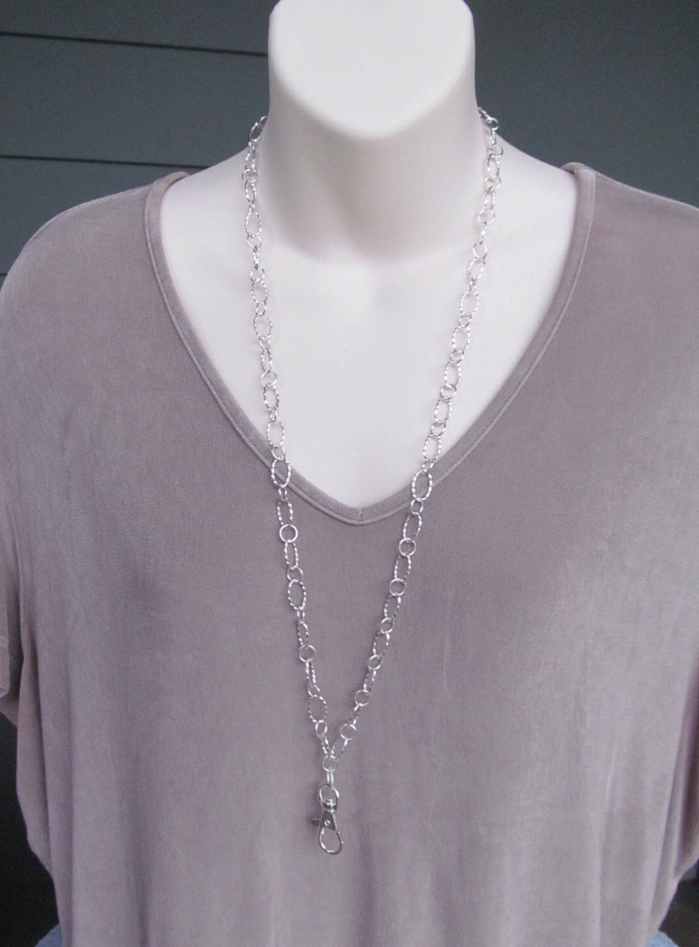 Sterling Silver Sturdy Chain ID Badge Lanyard Medium Twisted | Etsy