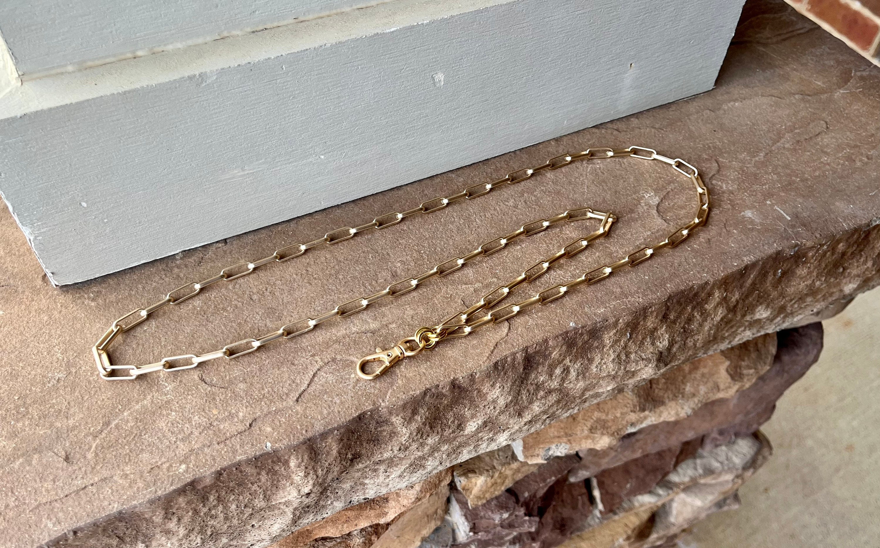 Matte Gold Paperclip Chunky Chain ID Badge Lanyard - Etsy