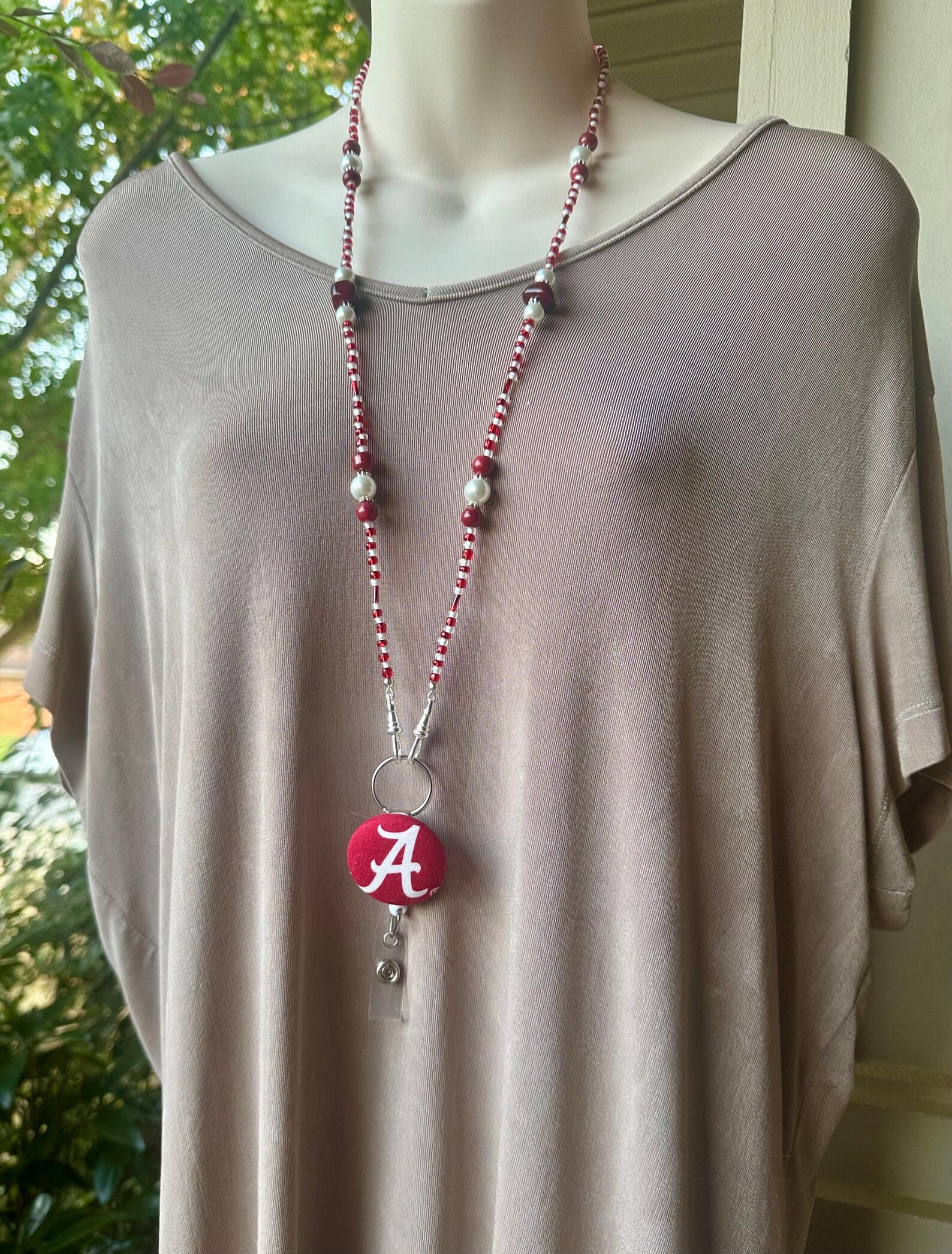 Alabama Beaded Lanyard Crimson Tide ID Badge Holder - Etsy