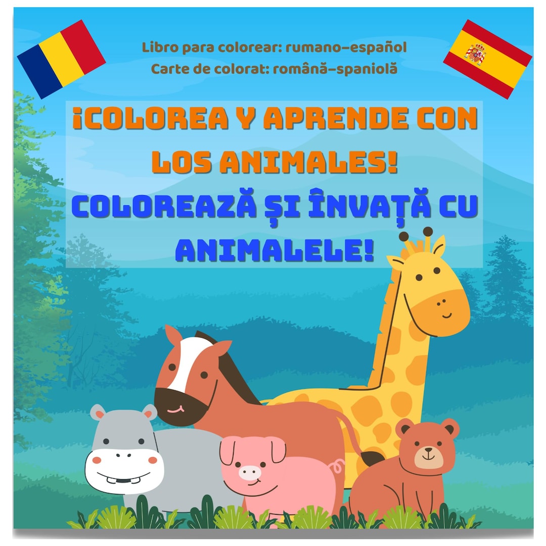 Bilingual Romanian–spanish Coloring Book + Flashcards | Animals ...