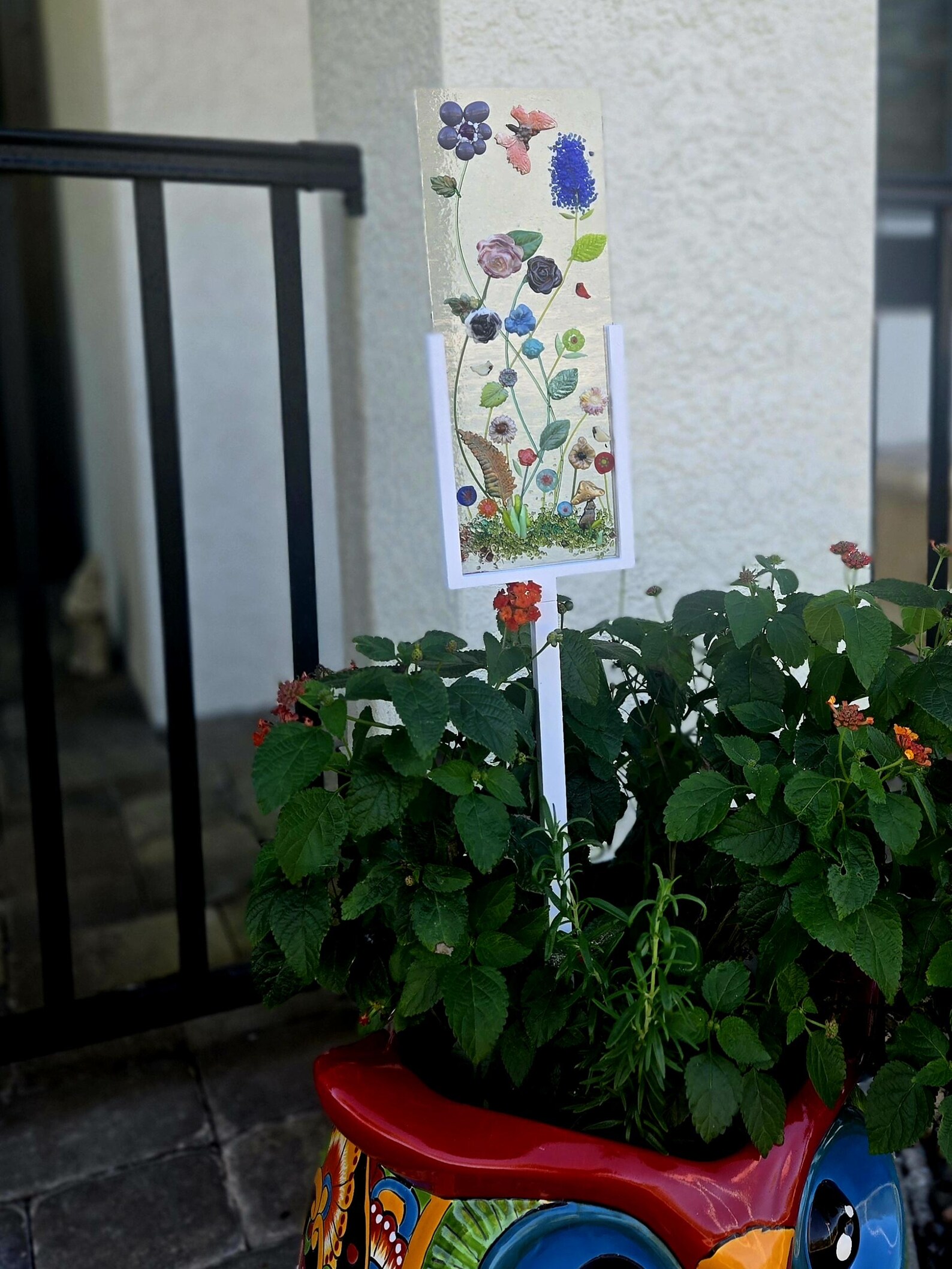Set of 3 Black 4-inch Fused Glass Garden Stakes, Plant Art Display - Etsy