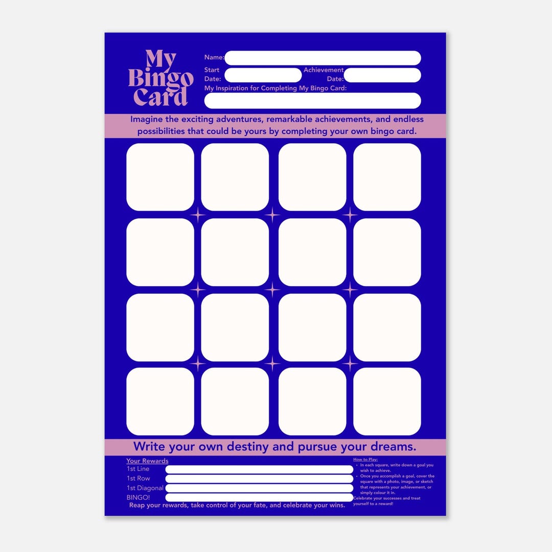 Vison Board Bingo Card – (16 Goals / 16 Squares) - Etsy UK