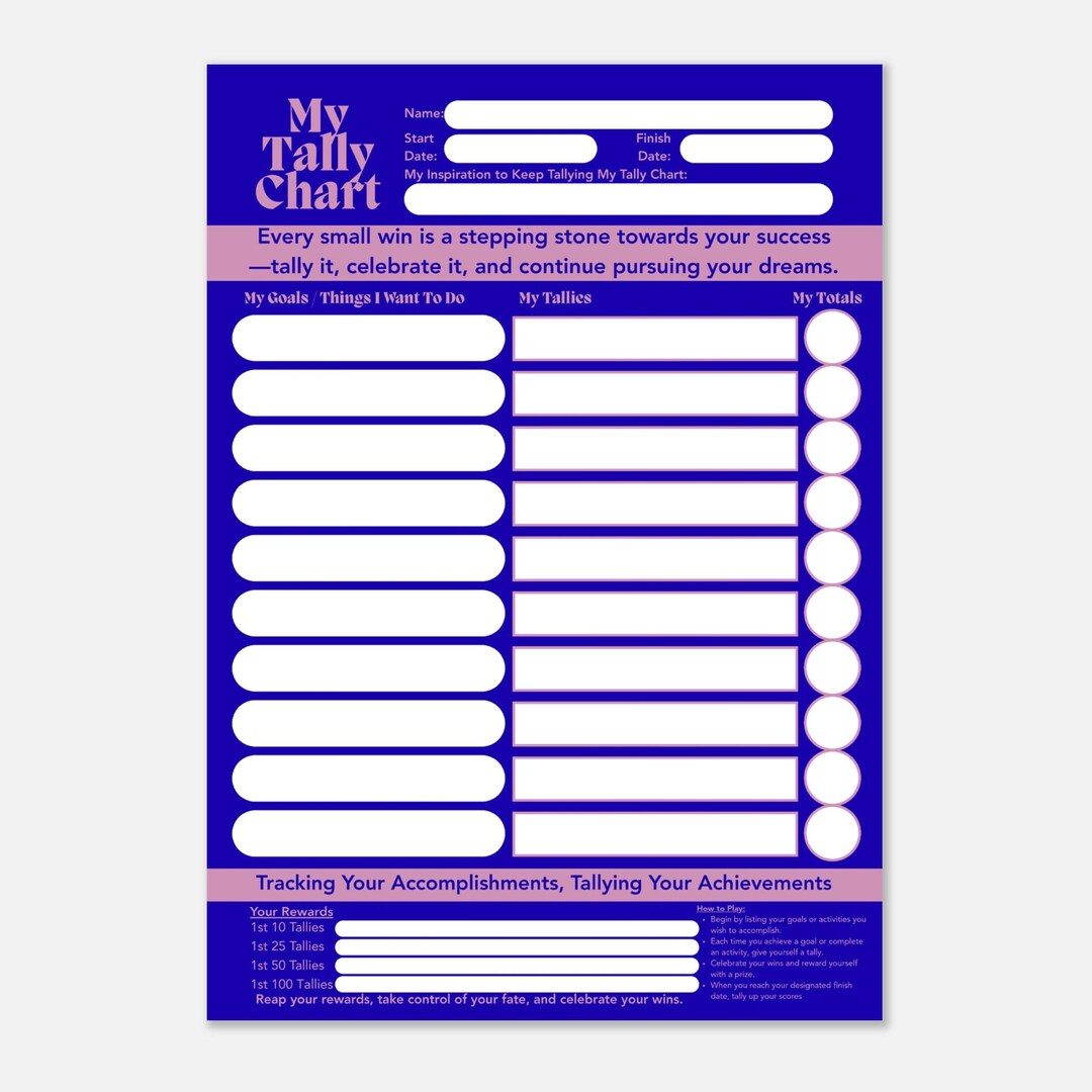 My Tally Chart - Goal Setting (10 Goals) - Etsy