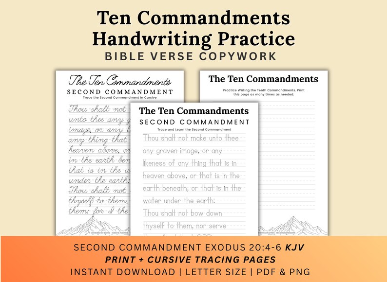 The Ten Commandments KJV Handwriting Practice Print + Cursive ...