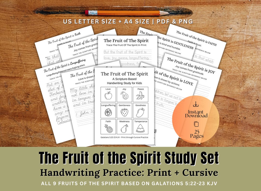 Fruit of the Spirit Printable Bible Study | Print & Cursive Handwriting ...