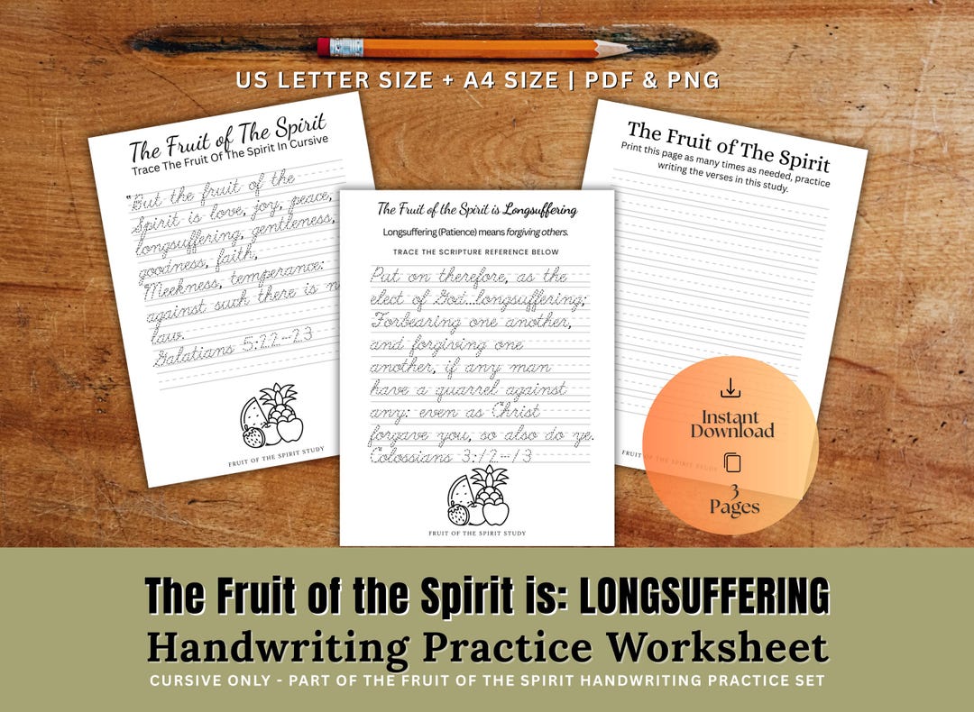 The Fruit of the Spirit is LONGSUFFERING - Cursive Tracing Handwriting ...