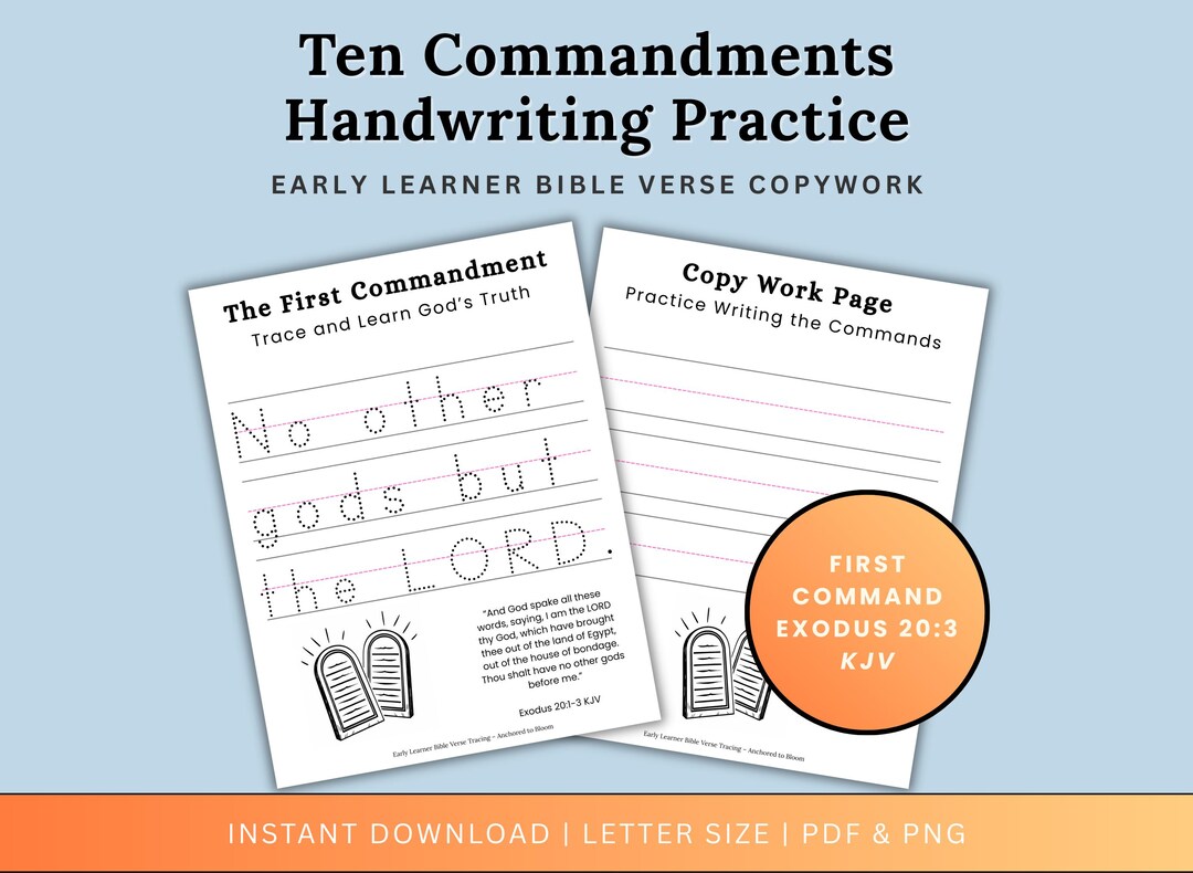 First Commandment Tracing Page - KJV - the Ten Commandments for Kids ...