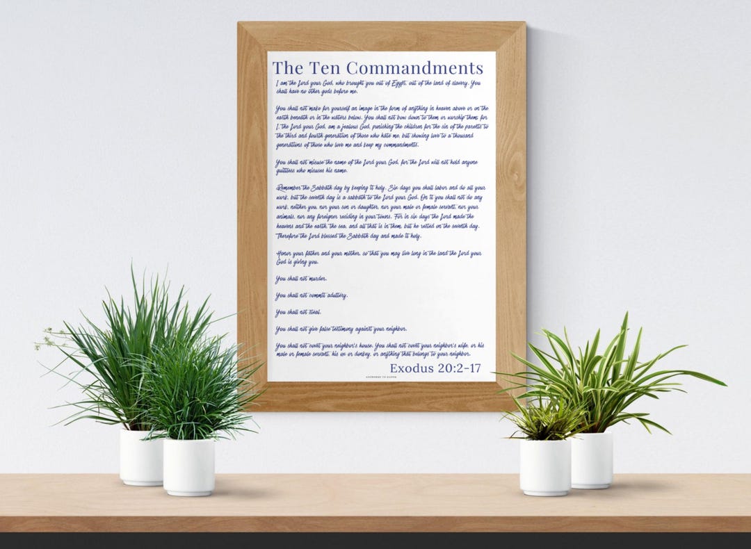 The Ten Commandments NIV - Wall Art Poster - Downloadable PDF Exodus 20 ...