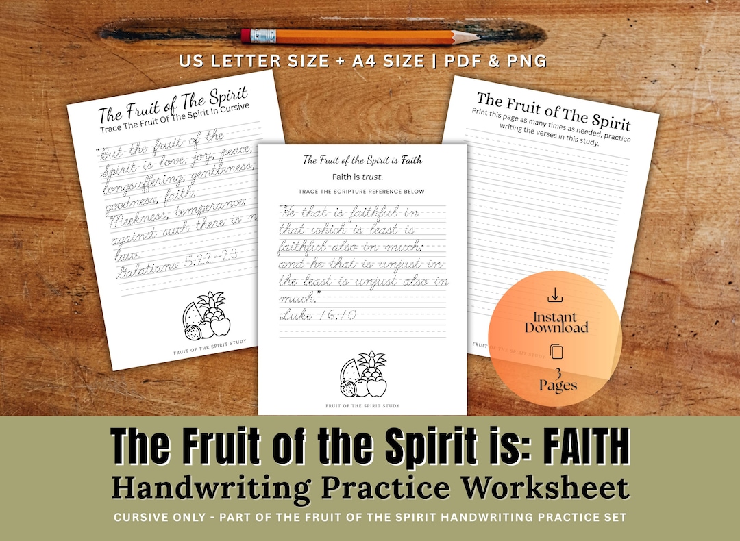 The Fruit of the Spirit is FAITH - Cursive Tracing Handwriting Practice ...