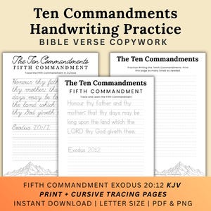 The Ten Commandments KJV Handwriting Practice Print + Cursive ...