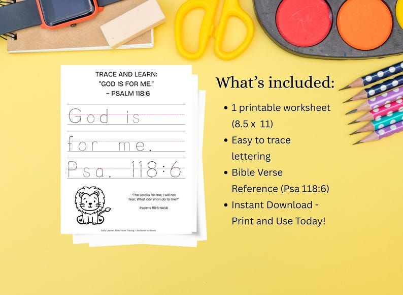 God is for Me – Psalm 118:6 Bible Verse Tracing Worksheet | Montessori ...