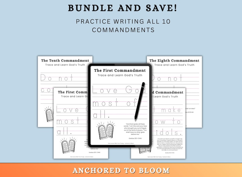 The Ten Commandments for Kids Handwriting Practice Worksheet - TENTH ...
