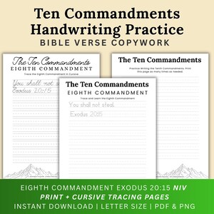 The Ten Commandments NIV Handwriting Practice Print + Cursive ...