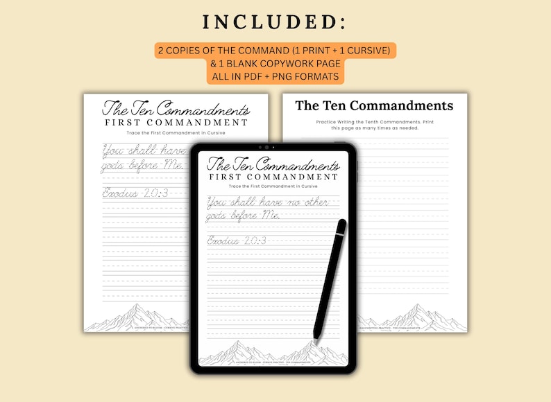 The Ten Commandments ESV Handwriting Practice Print + Cursive ...