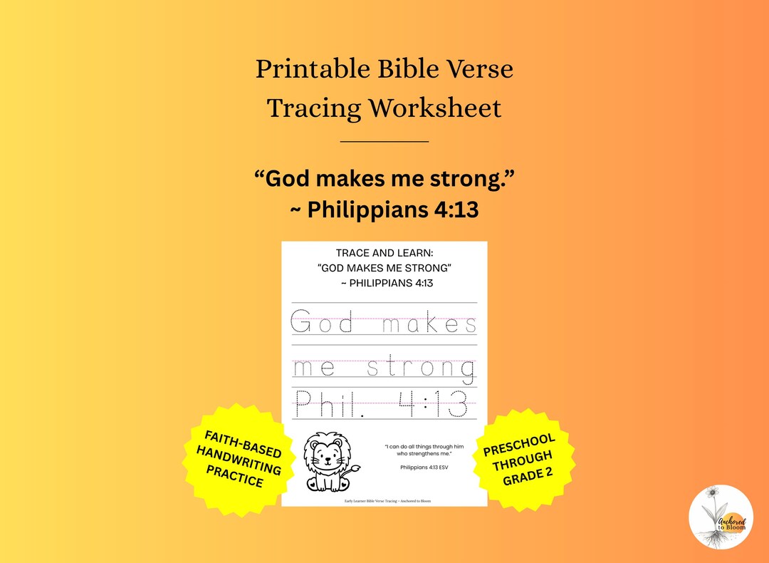 Philippians 4:13 Bible Verse Tracing Worksheet – Christian Handwriting ...