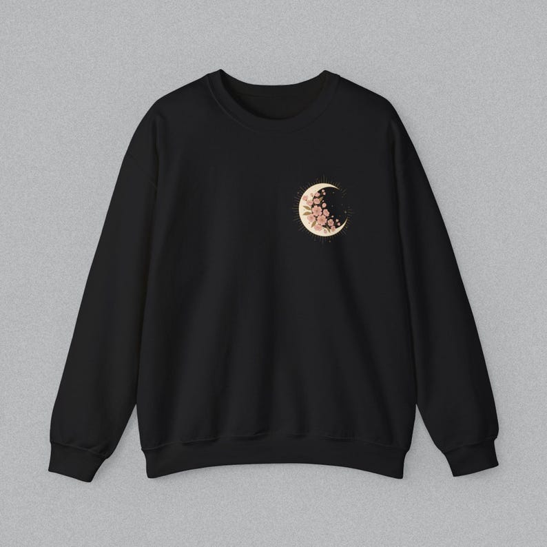 The Moon Gardener Sweatshirt - Celestial Floral Moon Graphic Crewneck ...