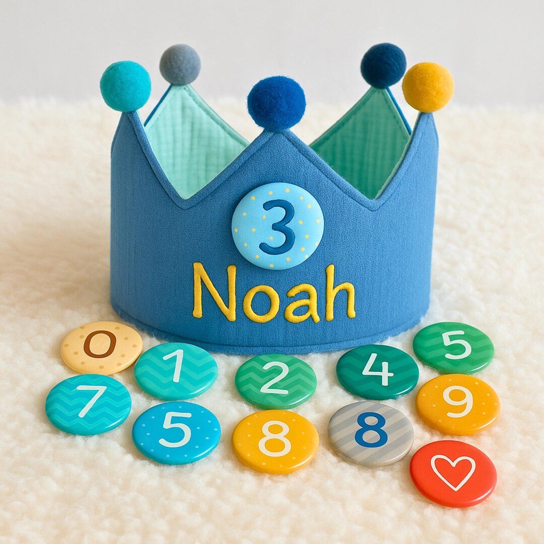 Personalized Birthday Crown Custom Name Number Badges Adjustable ...