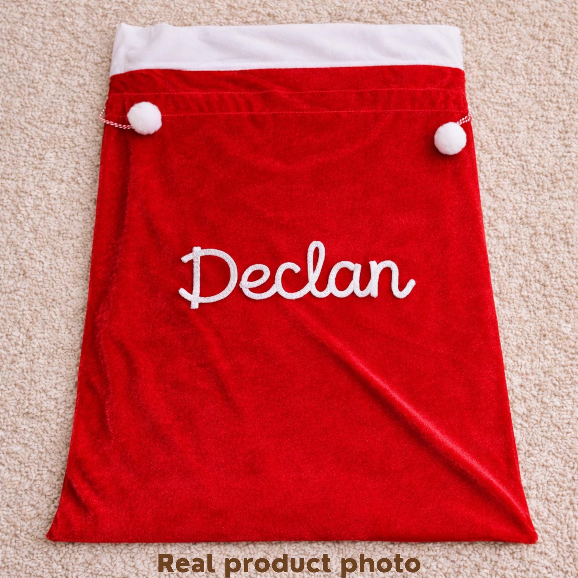 Personalized Santa Sack Velvet Custom Name Chunky Rope Letters ...