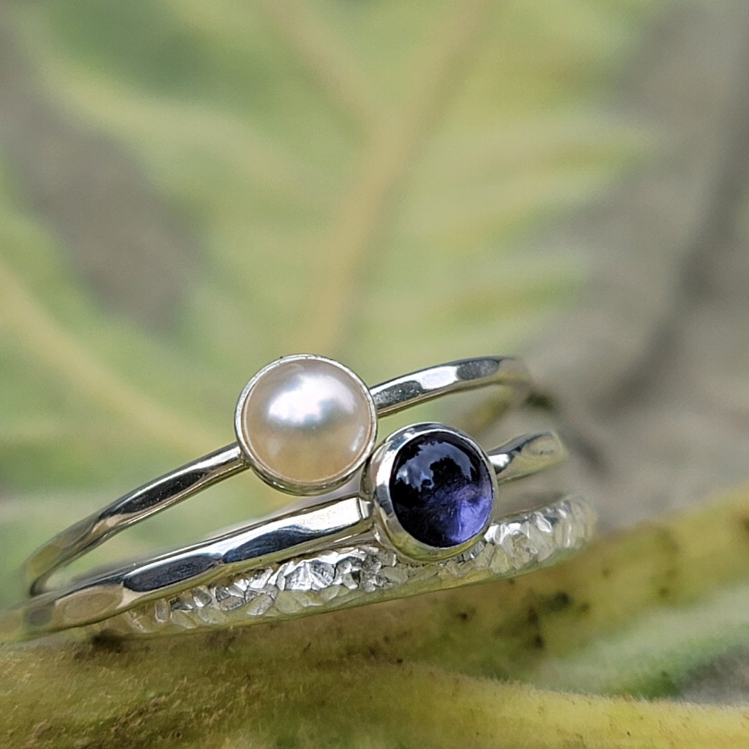 Tiny Iolite Stacking Ring | Iolite Jewelry | Minimal Gemstone Ring ...
