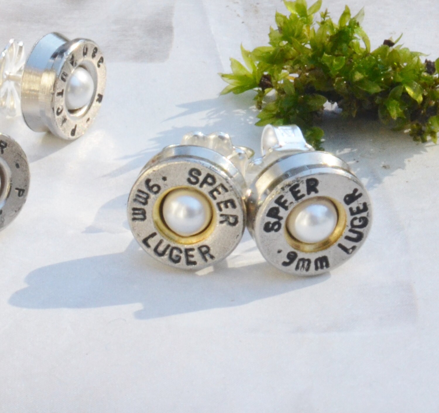 Pearl Bullet Stud Earrings Sterling Silver Bullet Jewelry - Etsy