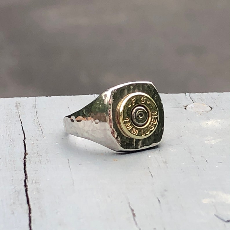 Mens Sterling Bullet Ring Hammered Your Choice of Caliber | Etsy
