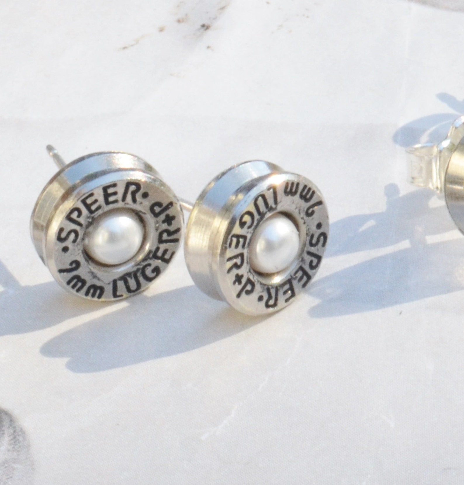 Sterling Silver Bullet Stud Earrings – Swarovski Pearl, 9mm - Etsy
