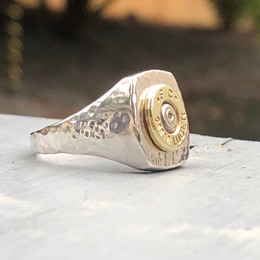 Mens Sterling Bullet Ring - Hammered - Your Choice of Caliber - LLJ176 ...