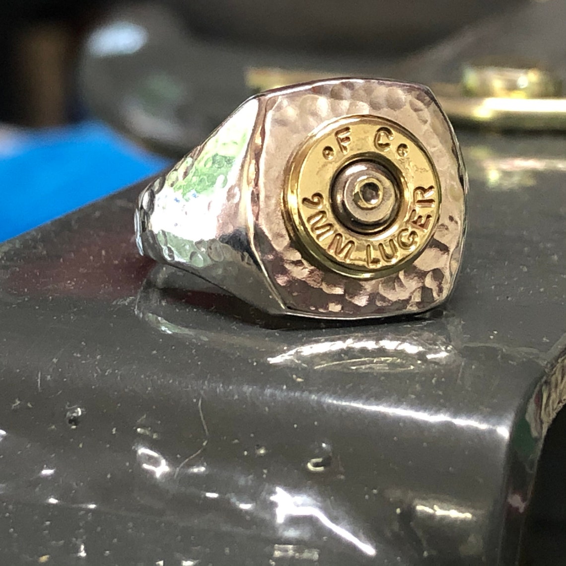 Mens Sterling Bullet Ring Hammered Your Choice of Caliber | Etsy