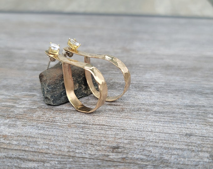 Earring Jackets for Studs, Large Dangle Hoop Gold Earring Jacket ...