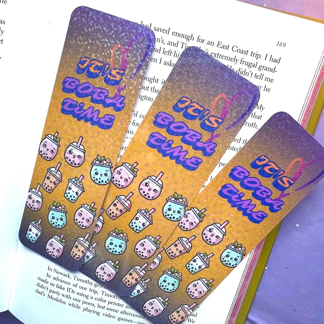 Holographic Boba Tea Bookmark - Etsy