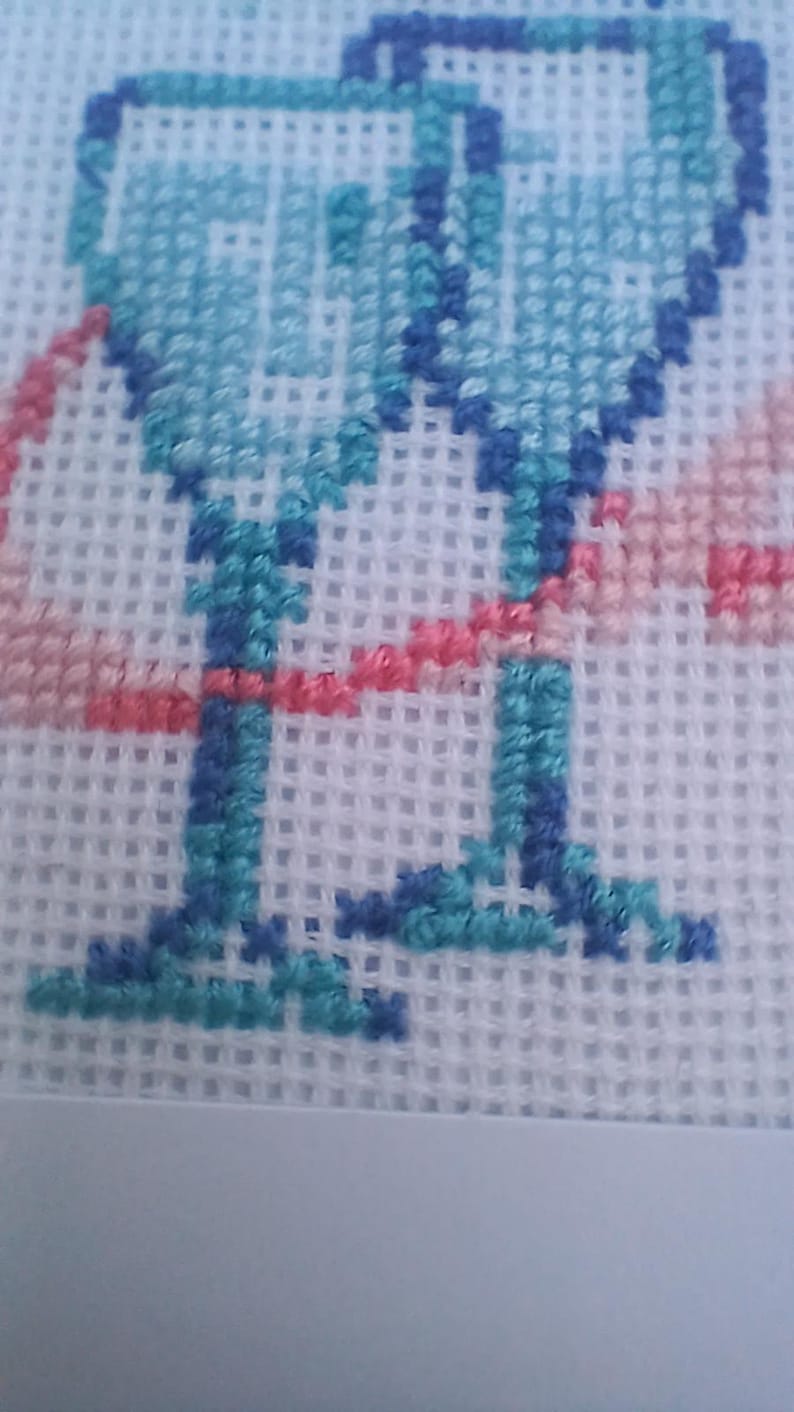 Handmade Wedding and Engagement Cross Stitch Card Featuring Blue ...