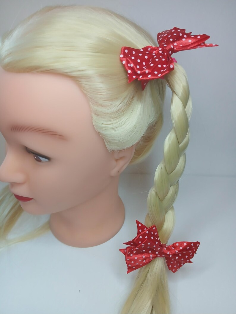 Red Bow Hair Ties for Girls – Matching Pigtail Set – Handmade Hair ...