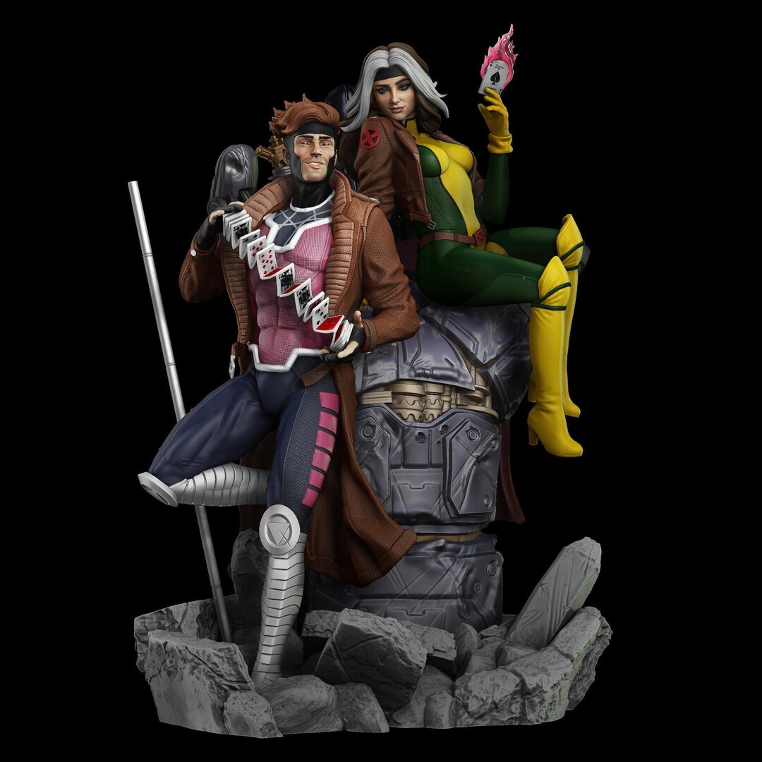 Gambit and Rogue 3D STL File | Collectible Mutant Figure (digital ...