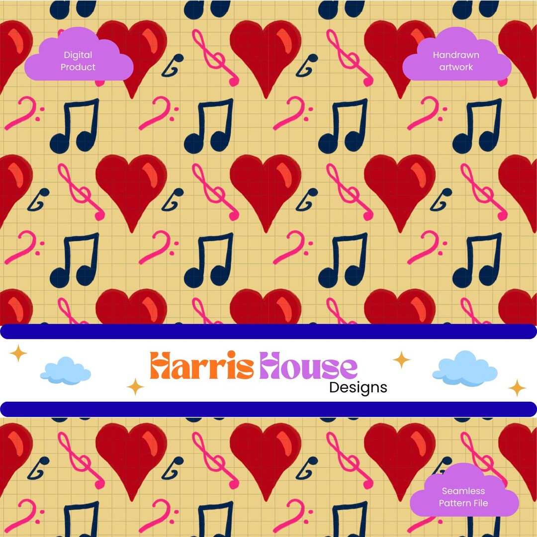 Music Seamless Pattern Digital Download | Musical Notes Repeat | Fabric ...