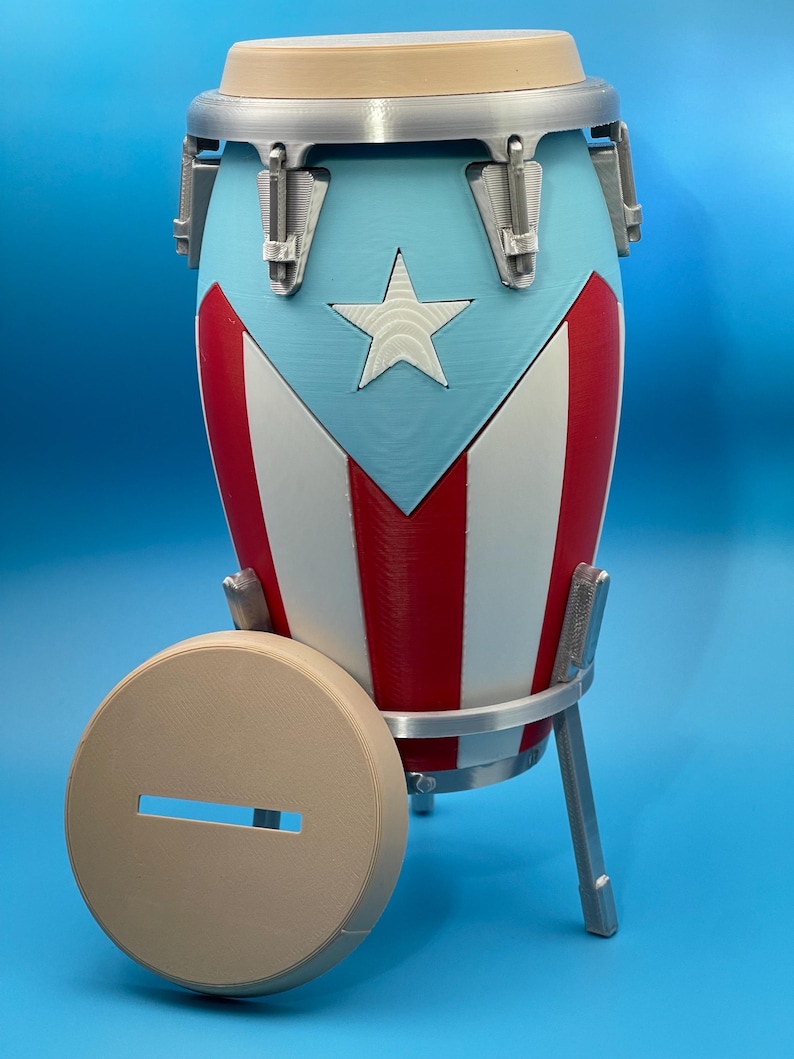 3D Printed Puerto Rican Flag Conga Piggy Bank - Etsy