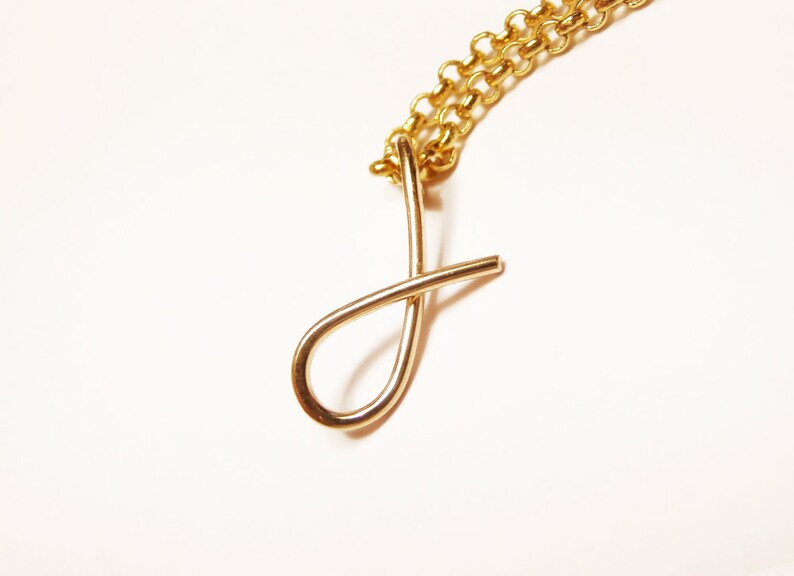 Letter J Necklace Gold Initial Necklace Cursive Letter - Etsy