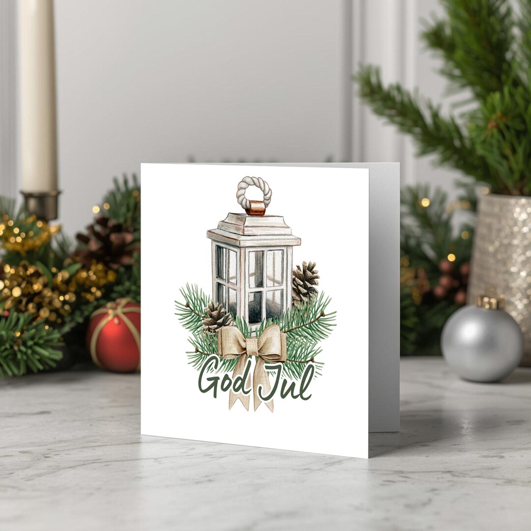 God Jul Holiday Card, Merry Christmas Card, Scandinavian Style - Etsy