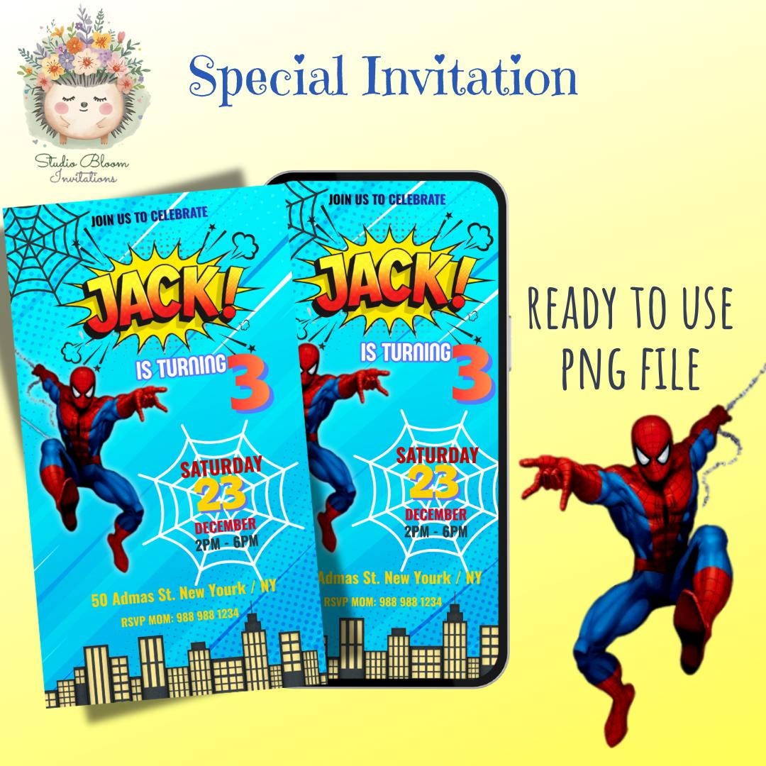 Spider Man Birthday Invitation - Etsy
