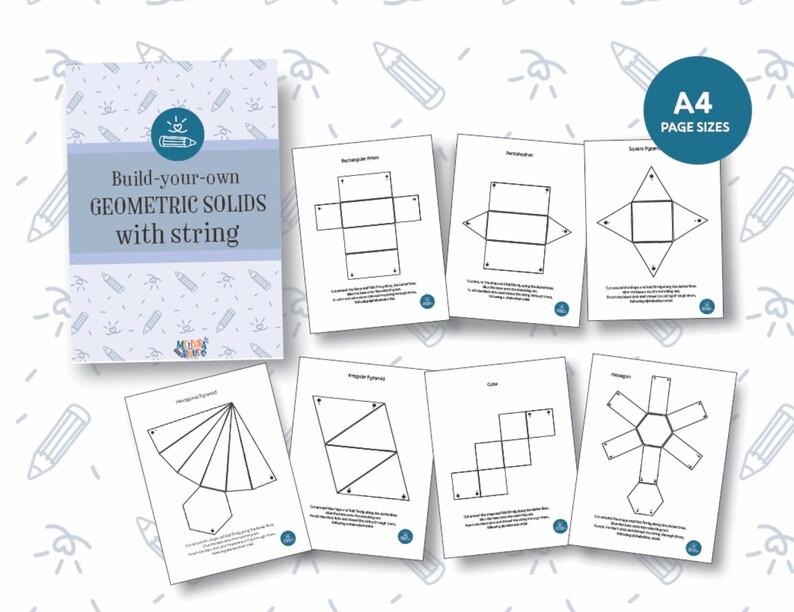 Geometric Solids Patterns/ Geometry Math, Cube, Pyramid, Prism, Hexagon ...