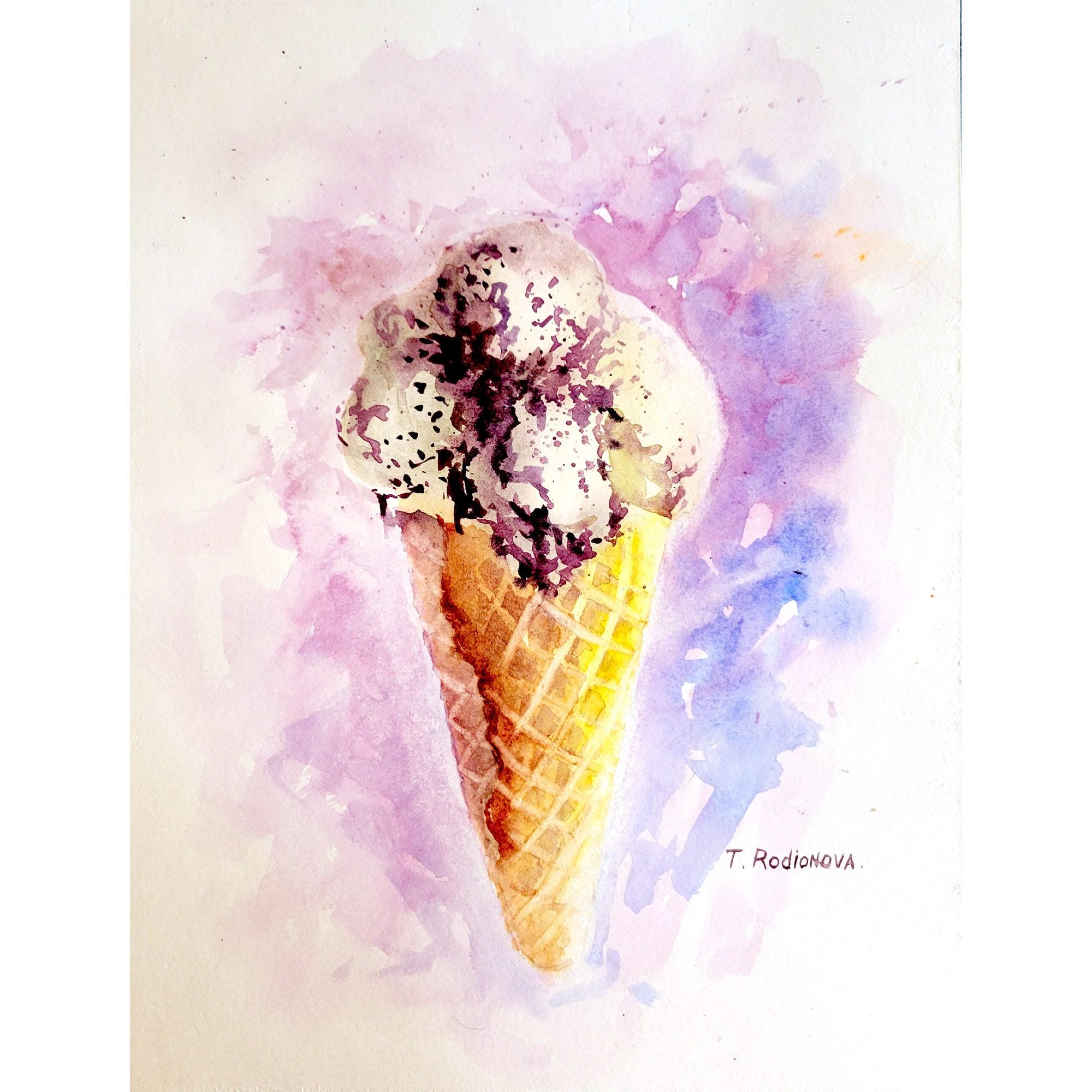Ice Cream Original Art Abstract Ice Cream Portrait Colorful Ice Cream ...