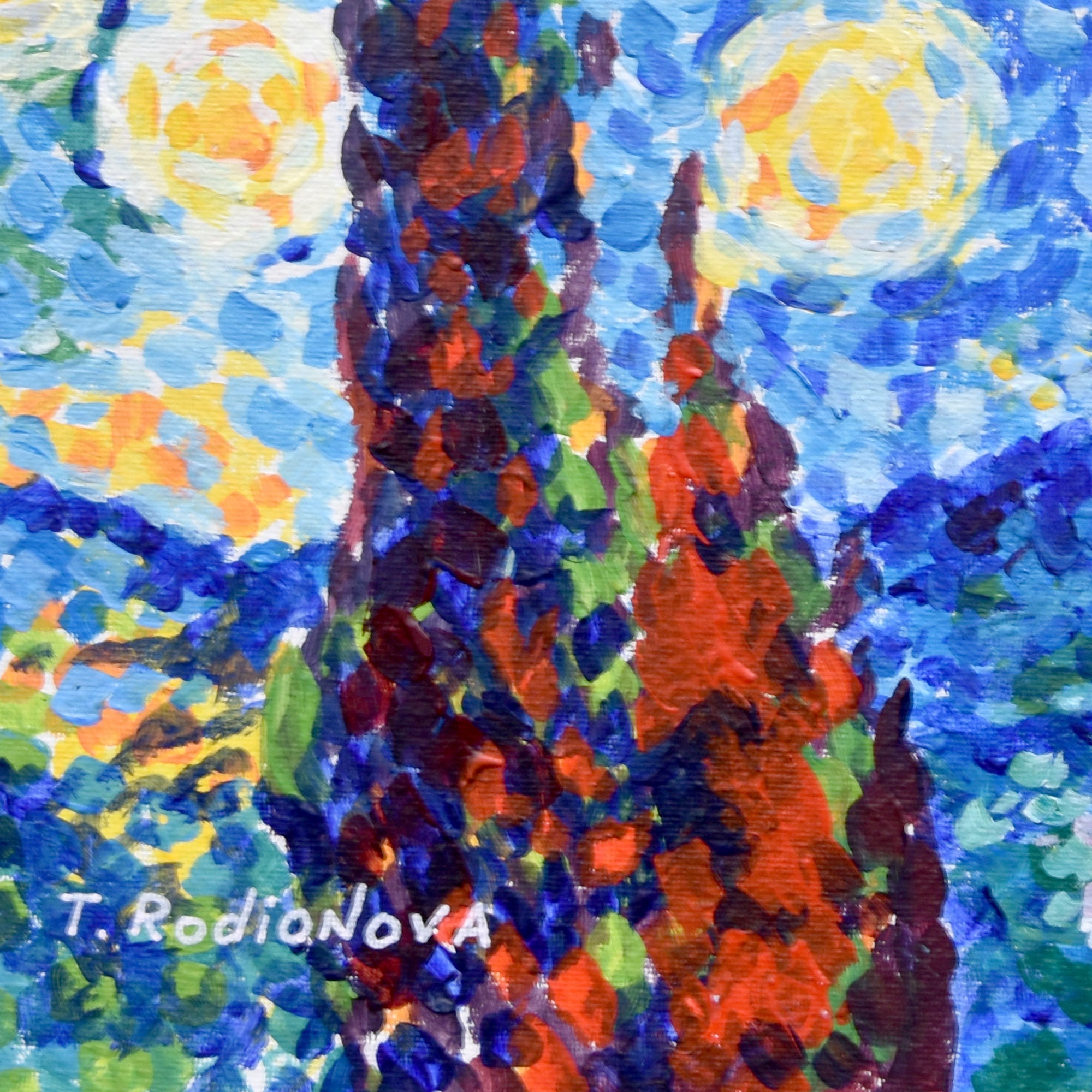 Starry Night Original Art Van Gogh Painting Van Gogh Art Acrylic Art Painting on Canvas Panel ...