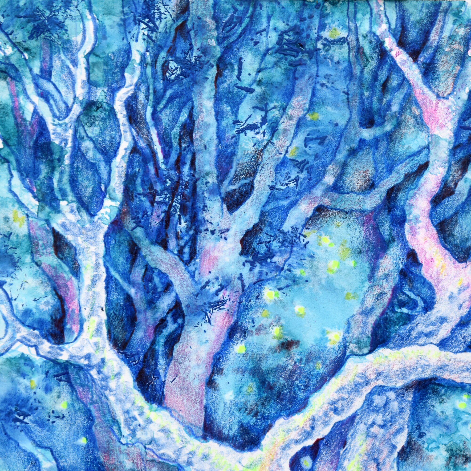 Magic Tree Painting Floral Original Art 17x14 Flower Artwork Tree Wall ...