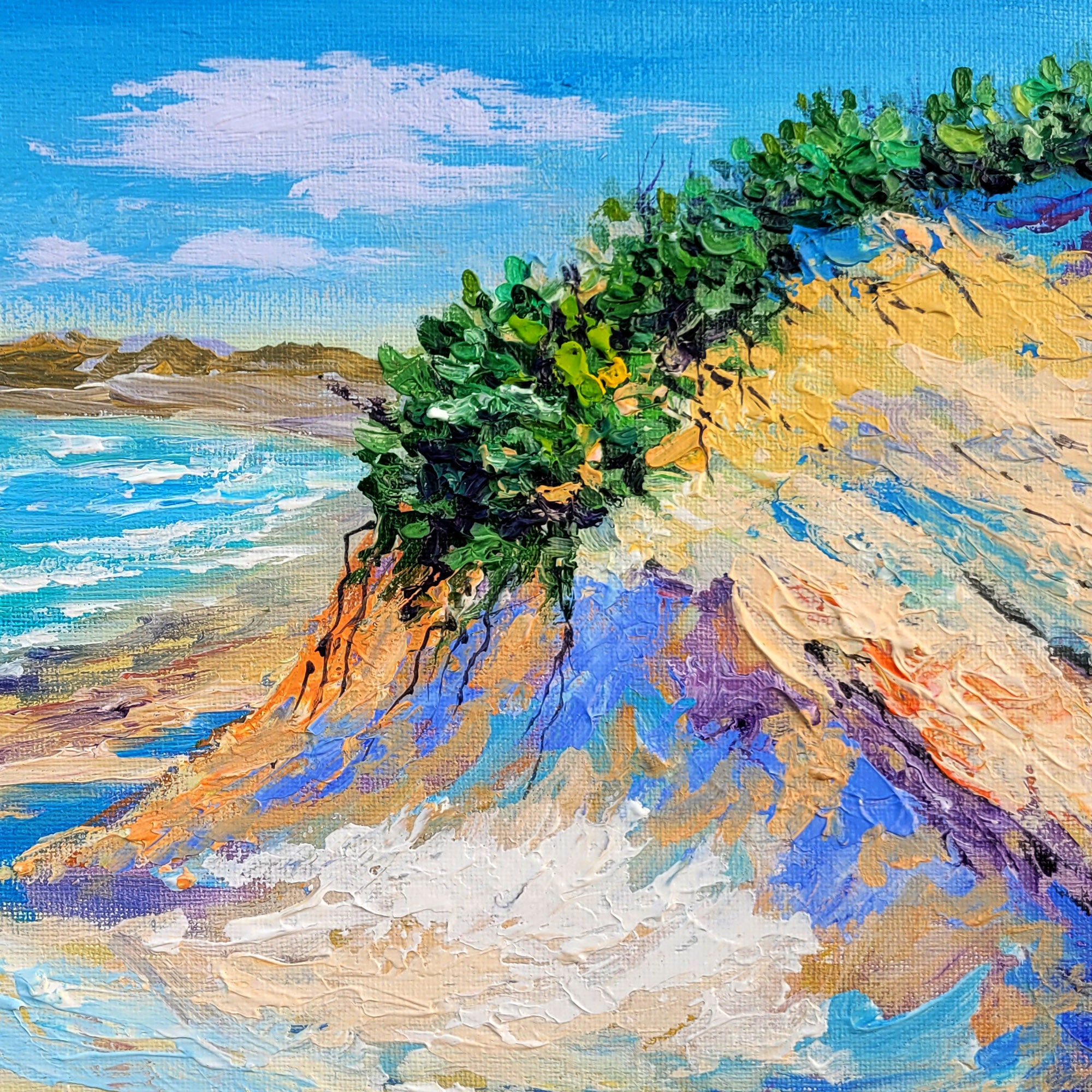 Tropical Beach Painting Coastal Original Art 11x14 California Artwork ...