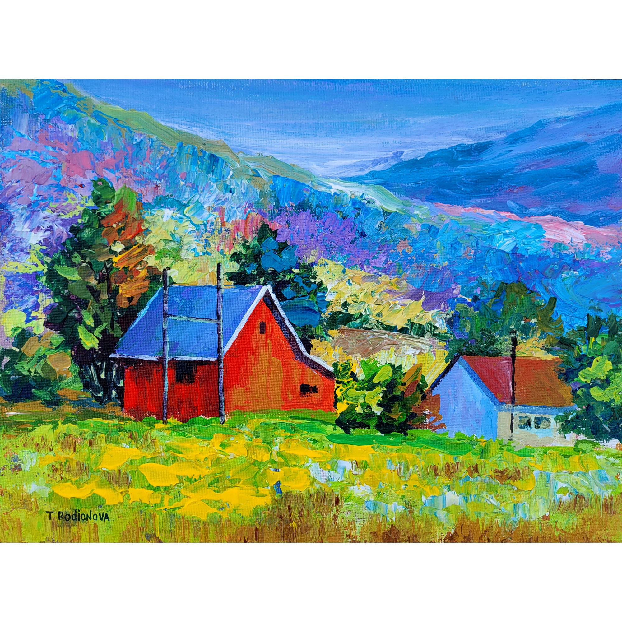 Old Barns Original Art 9x12 Landscape Artwork Nautical Wall Art ...