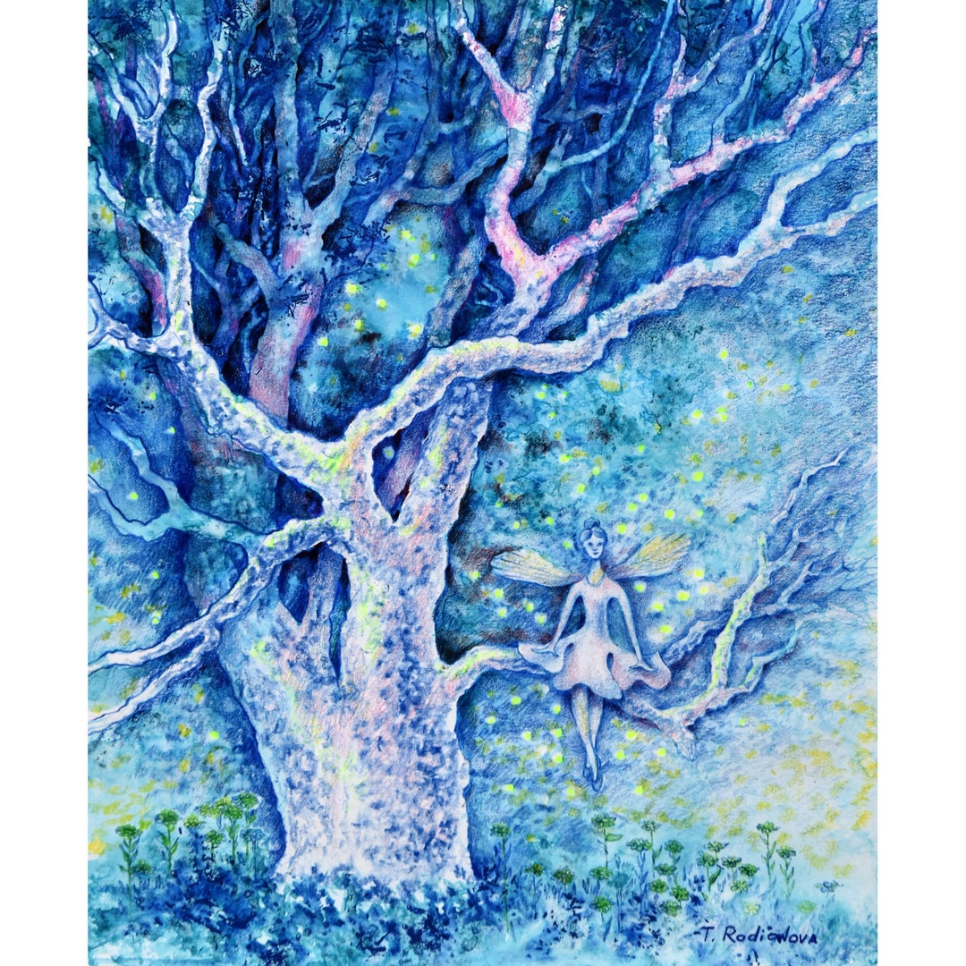 Magic Tree Painting Floral Original Art 17x14 Flower Artwork Tree Wall ...