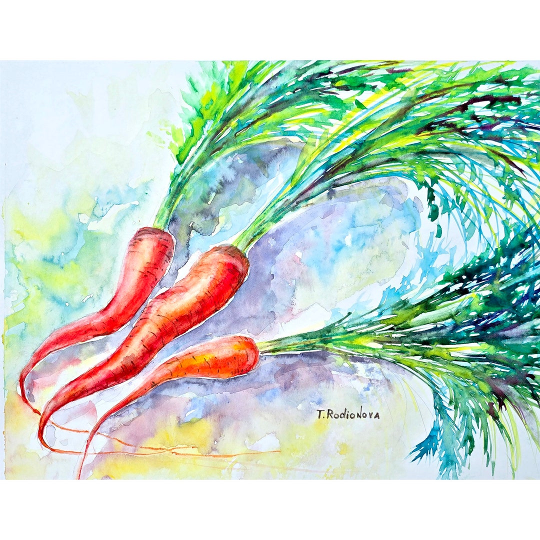 Carrot Painting Vegetable Original Art 11x14 Kitchen Artwork Carrot ...