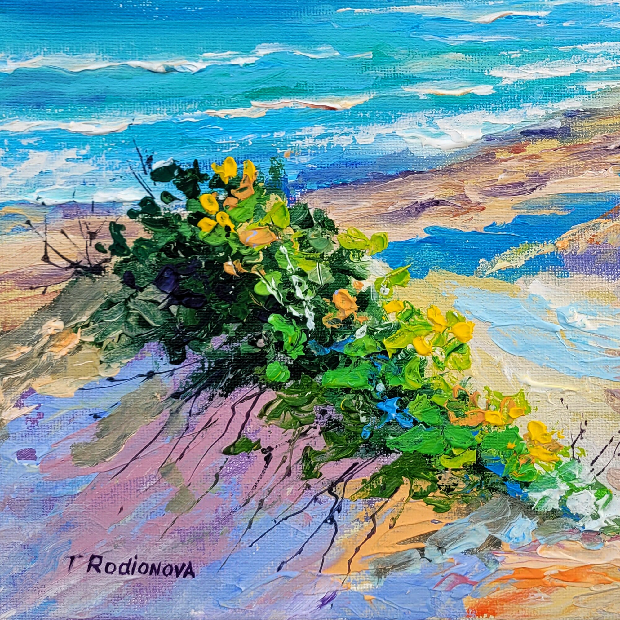 Tropical Beach Painting Coastal Original Art 11x14 California Artwork ...