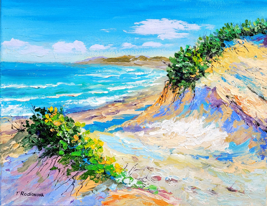 Tropical Beach Painting Coastal Original Art 11"x14" California Artwork ...